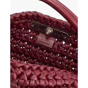 Gucci Crochet Leather Top-Handle Bag - Rosso Ancora/Ros.Anc